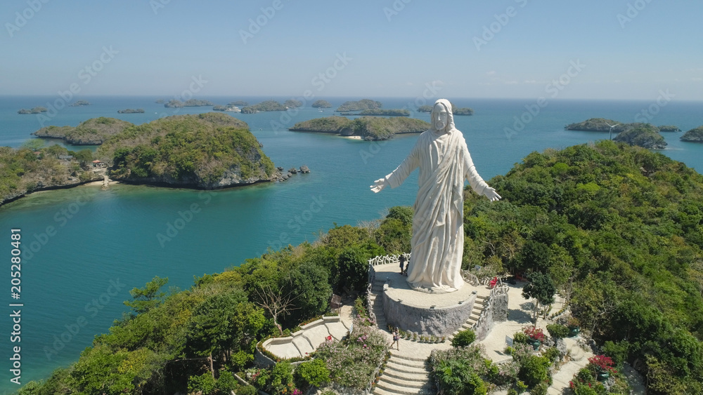Statue of Jesus Christ on Pilgrimage island in Hundred Islands National ...