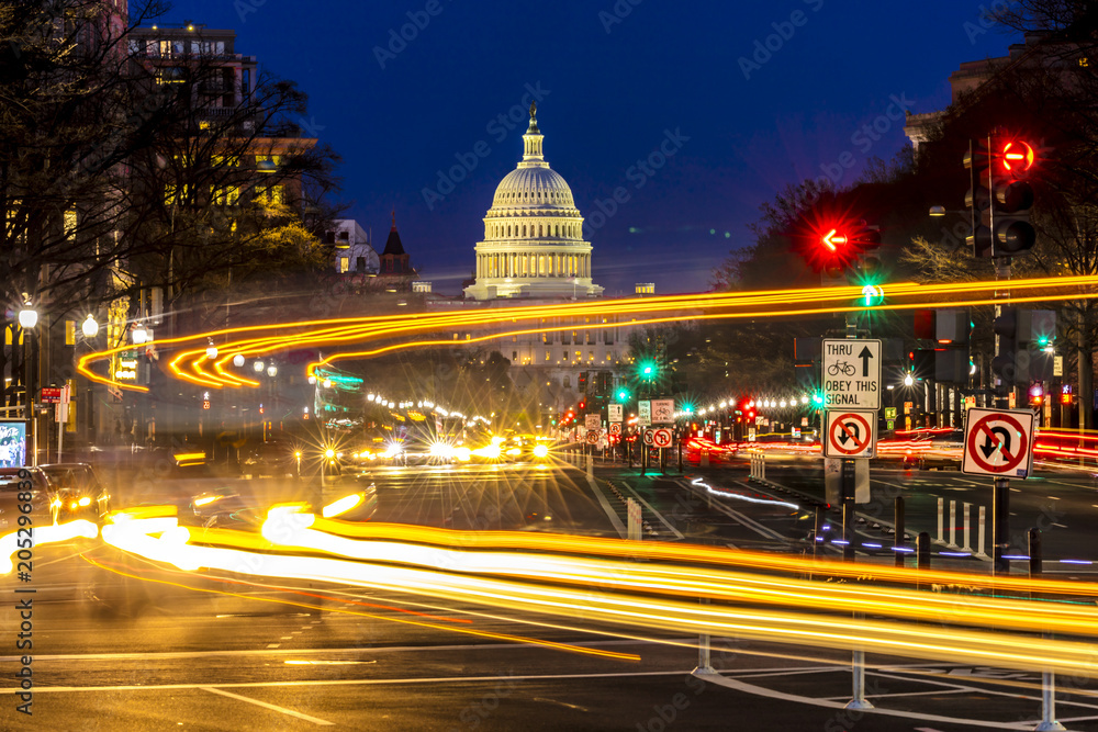 APRIL 11, 2018 WASHINGTON D.C. - Pennsylvania Ave to US Capitol with ...