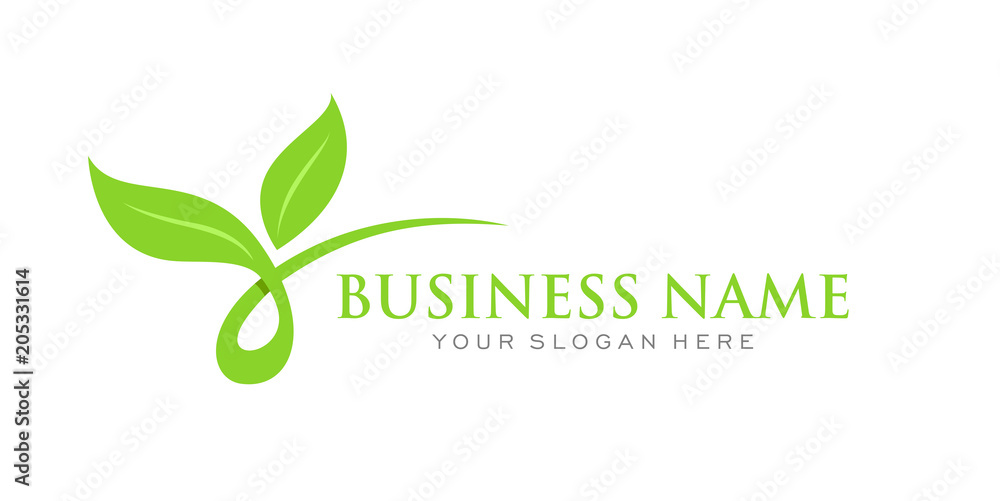 Little Plant Leaves Logo Simple Symbol Vector Icon Natural Sign Stock ...