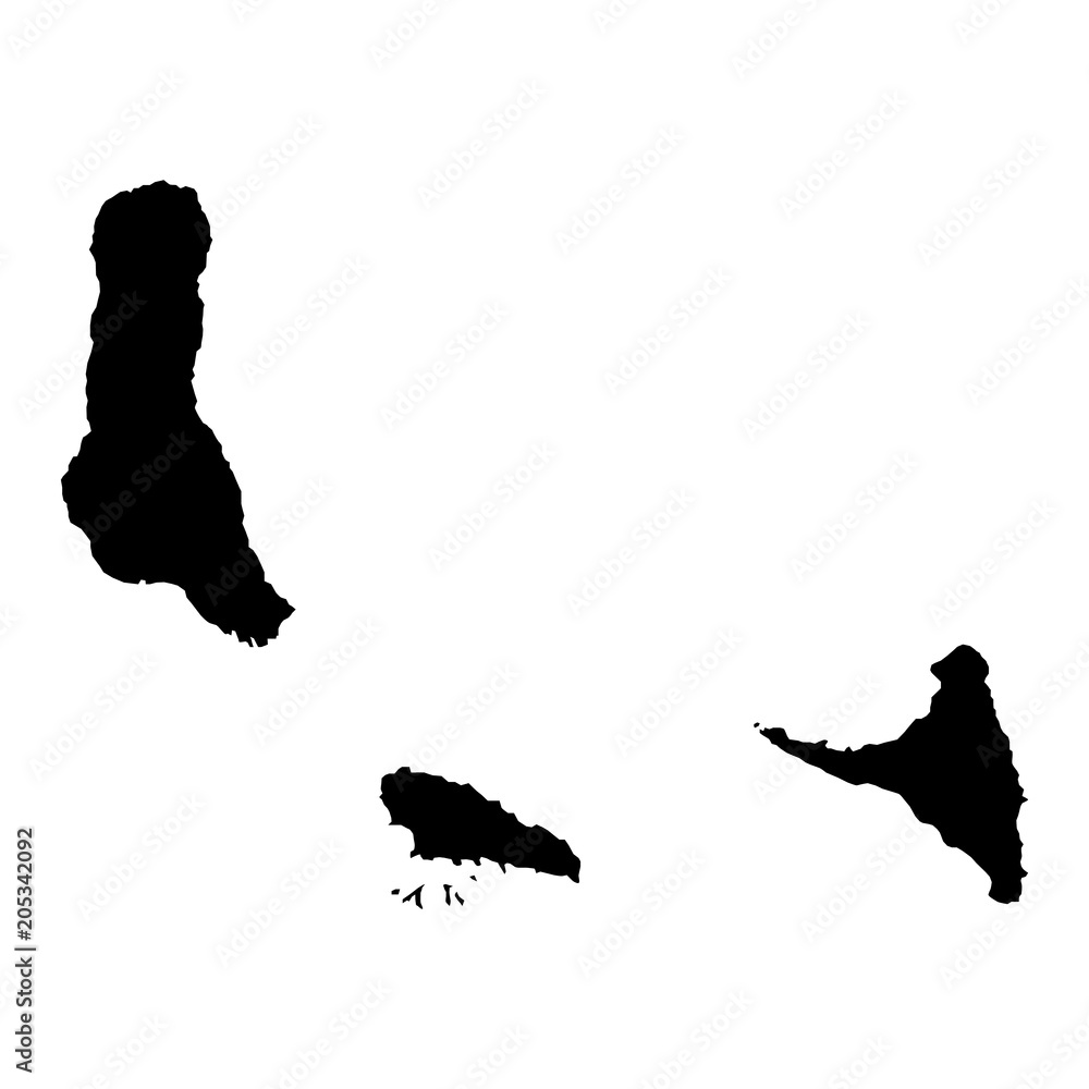 black silhouette country borders map of Comoros on white background ...