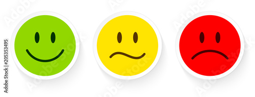 3 Icons Smileys Green/Yellow/Red Stock Vector | Adobe Stock