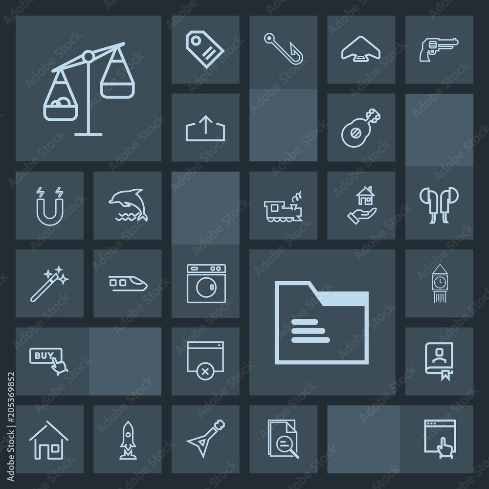 Vector de Stock Modern, simple, dark vector icon set with blank, tower ...