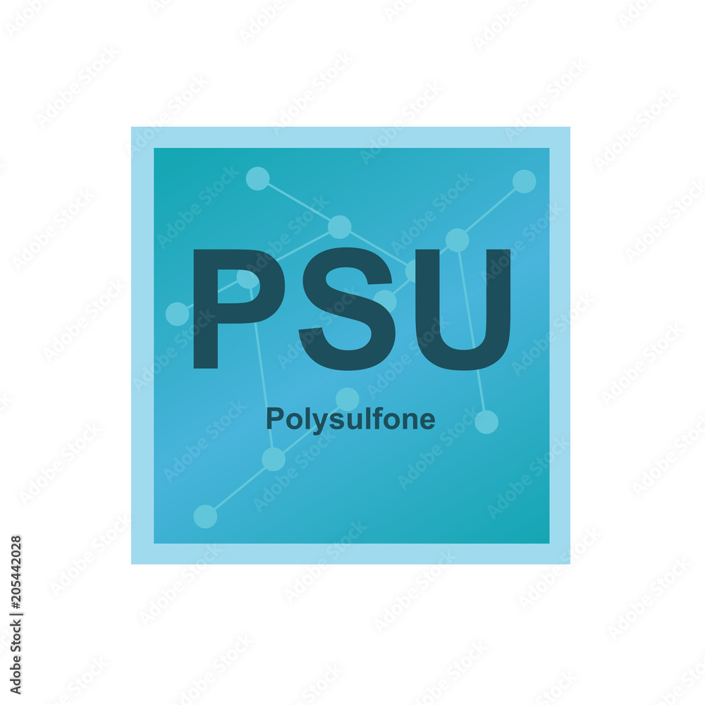 Vector symbol of Polysulfone (PSU) polymer on the background from ...