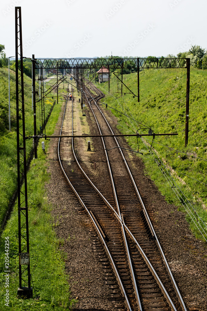 Railway line for high-speed rail trains. Railway line and electric ...