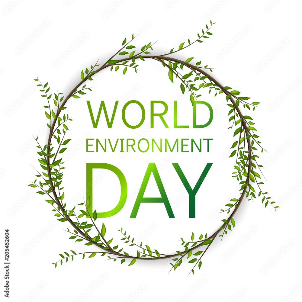 World Environment Day. Floral circle vector card Design. Vector garden ...