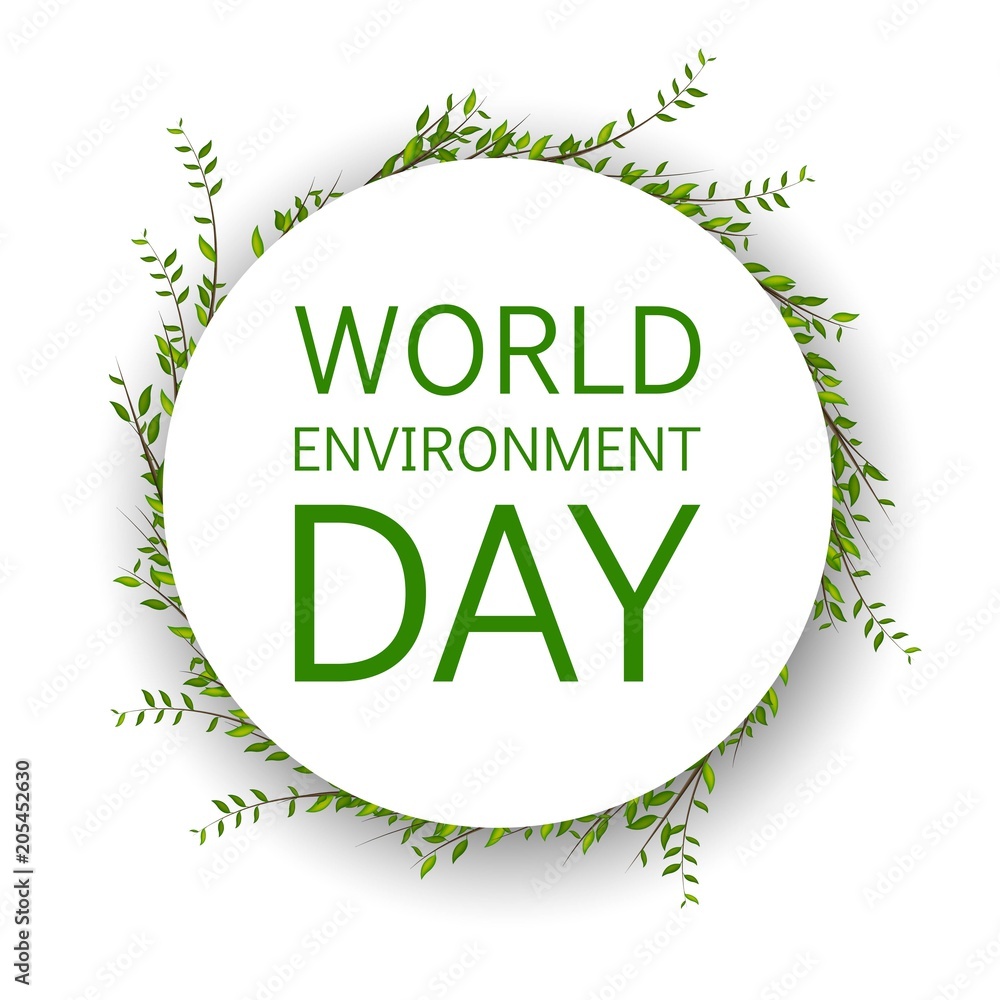 World Environment Day. Floral circle vector card Design. Vector garden ...