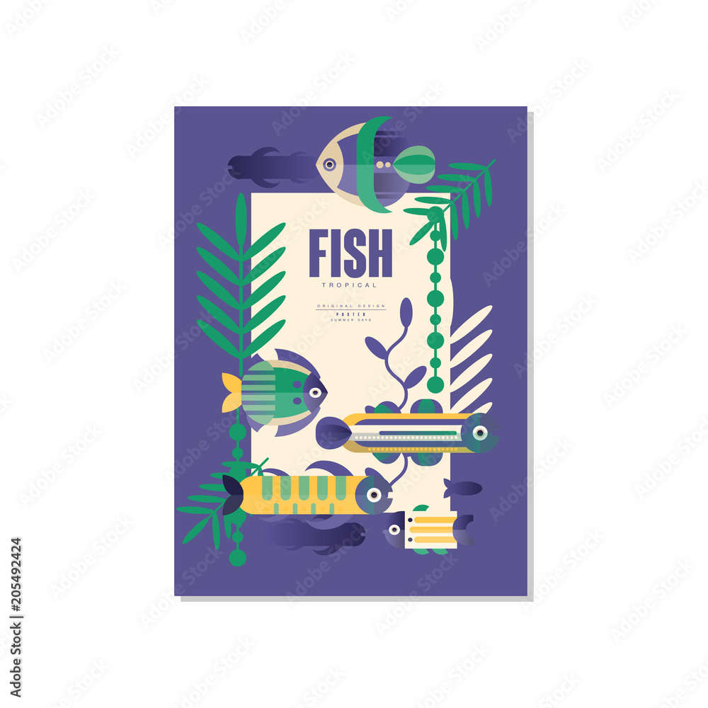 Tropical fish banner template, trendy seasonal background for poster ...