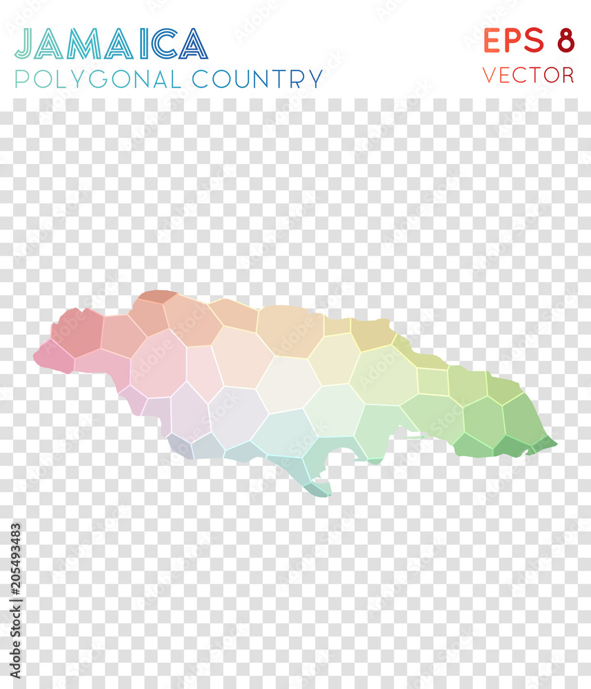 Jamaica polygonal map in a mosaic style. Modern low poly design for ...
