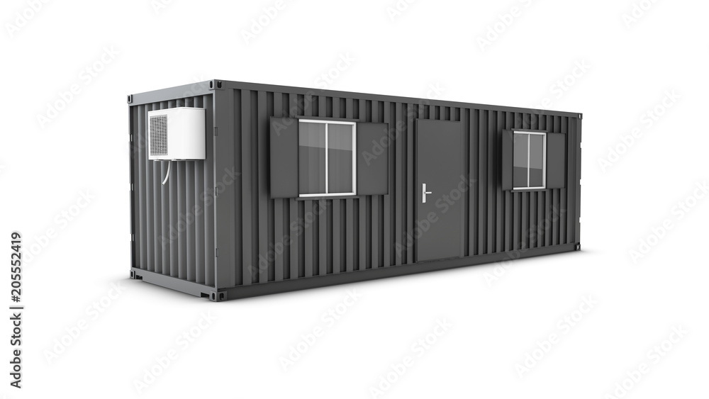 Converted old shipping container into building office, 3d Illustration ...