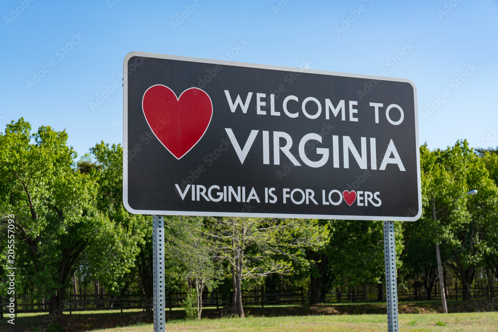 Welcome to Virginia Roadside Sign Stock Photo | Adobe Stock
