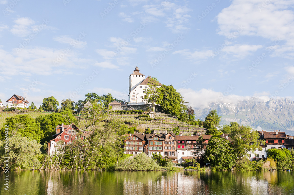 Werdenberg, Buchs, Schloss, See, Altstadt, Stadt, historische Häuser ...
