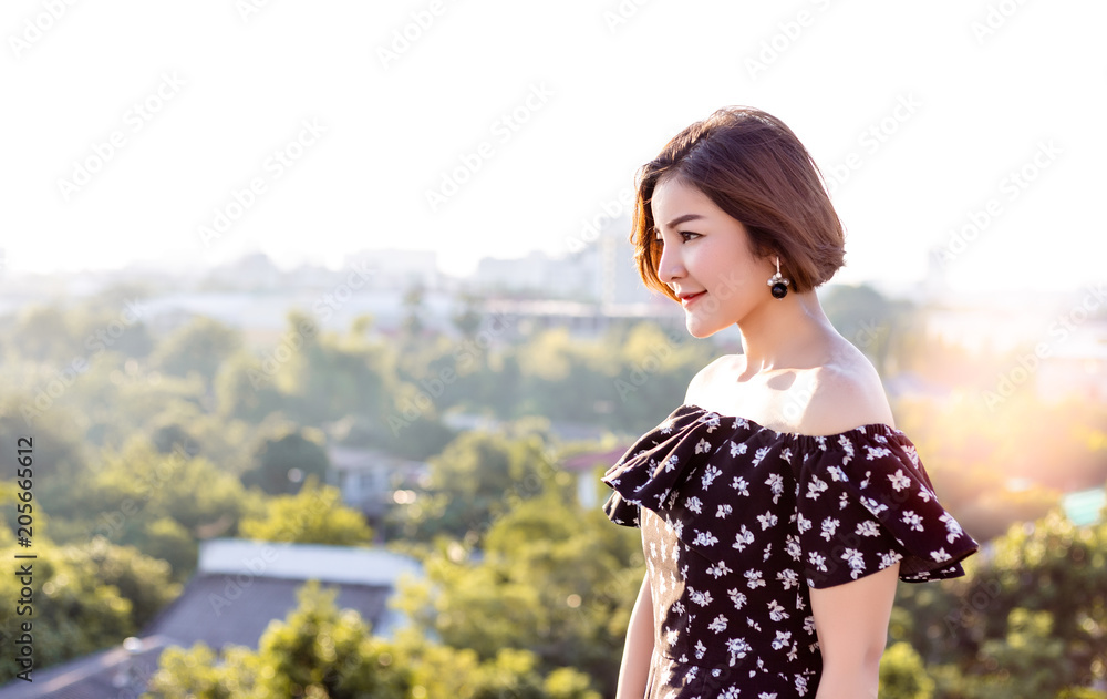 Portrait charming beautiful woman. Attractive beautiful girl is looking ...