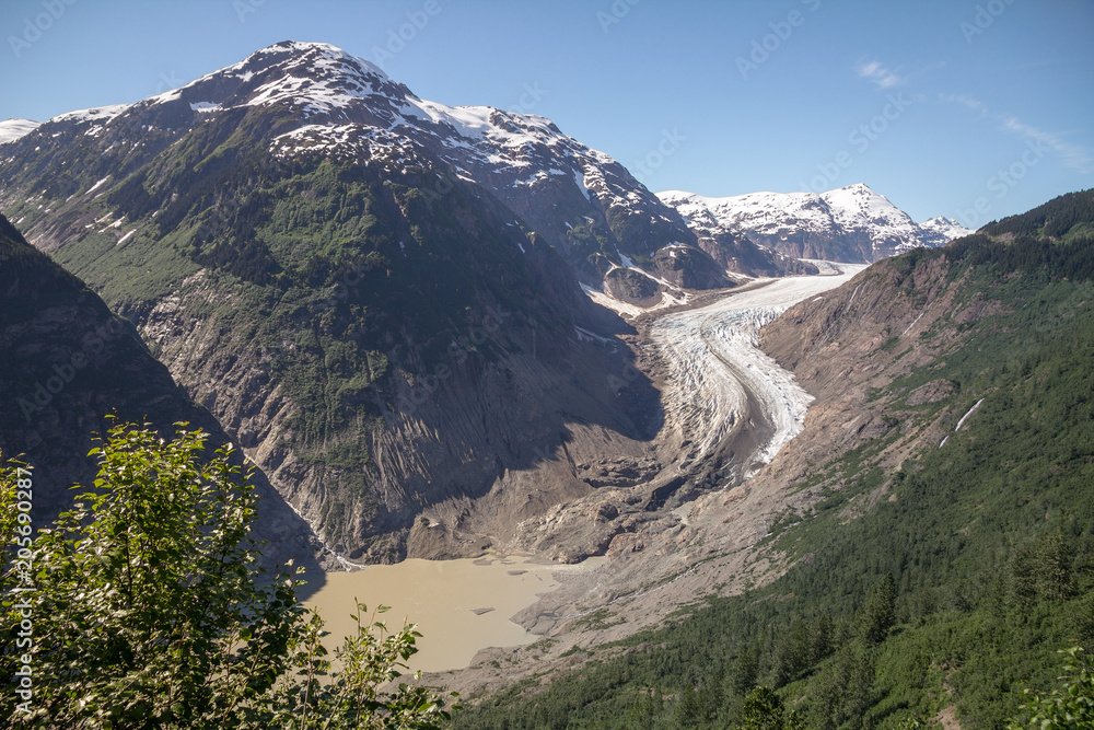 Salmon Glacier toe, lake and ridges of moraine, Stewart, BC Stock Photo ...