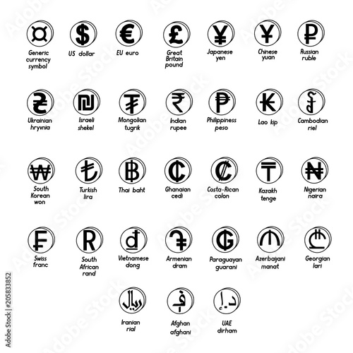 Set Of Basic Symbols Of The World Currency Stock Vector Adobe Stock Set Of Basic Symbols Of The World Currency Stock Vector Adobe Stock
