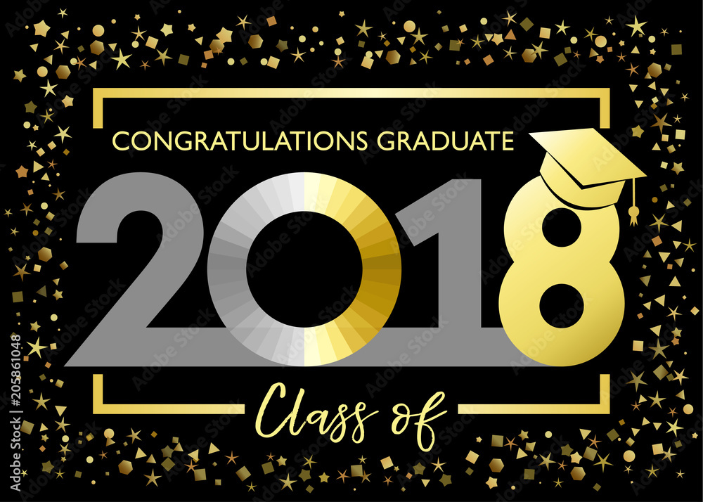 Class of 2018, congratulations graduating golden glitter card. Class of ...