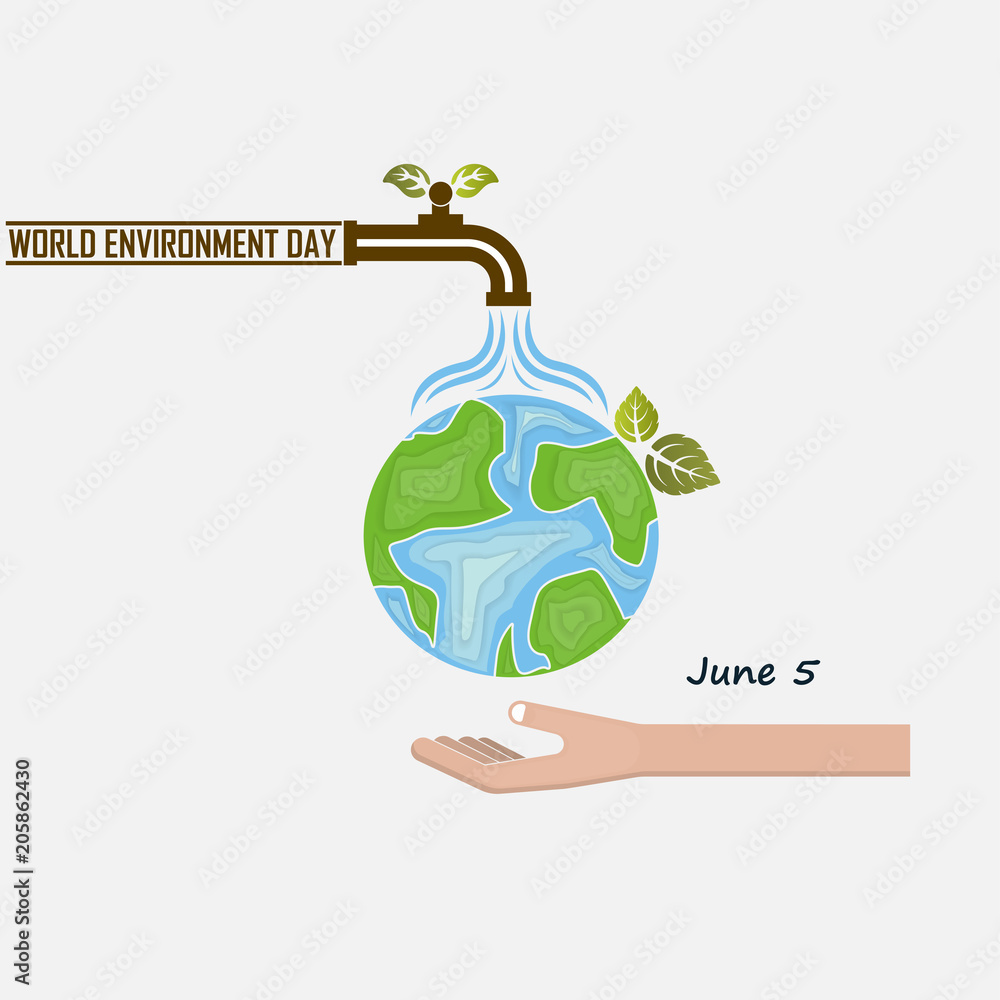 World Environment day concept vector logo design template.June 5st ...