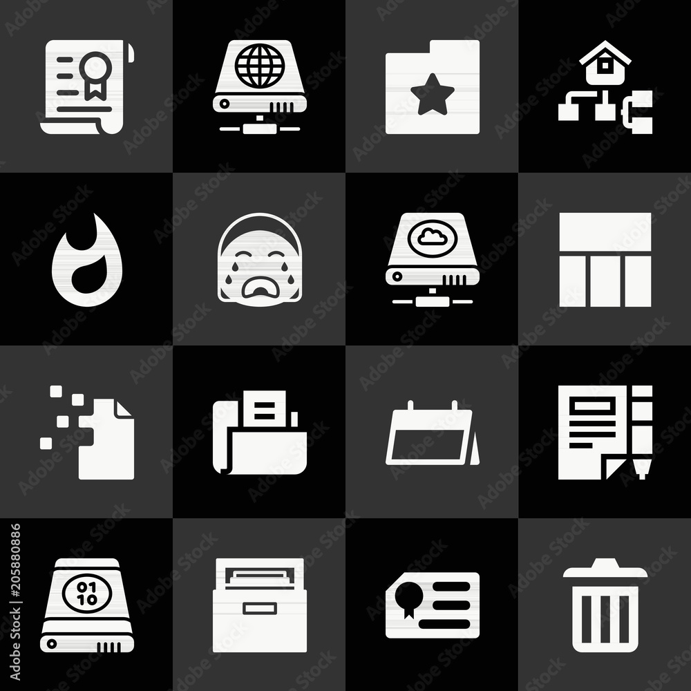 Filled interface 16 vector icons set. 16 icons page symbol for your web ...