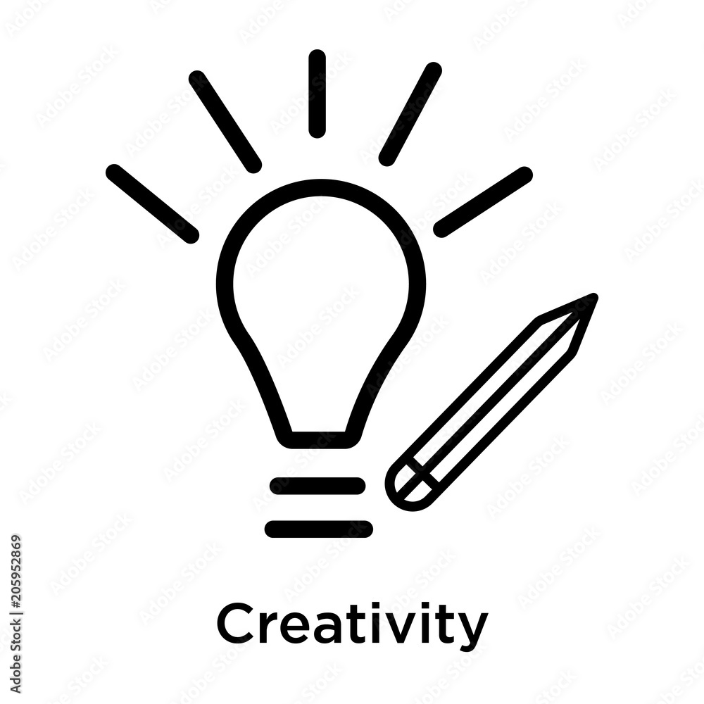 Creativity icon vector sign and symbol isolated on white background ...
