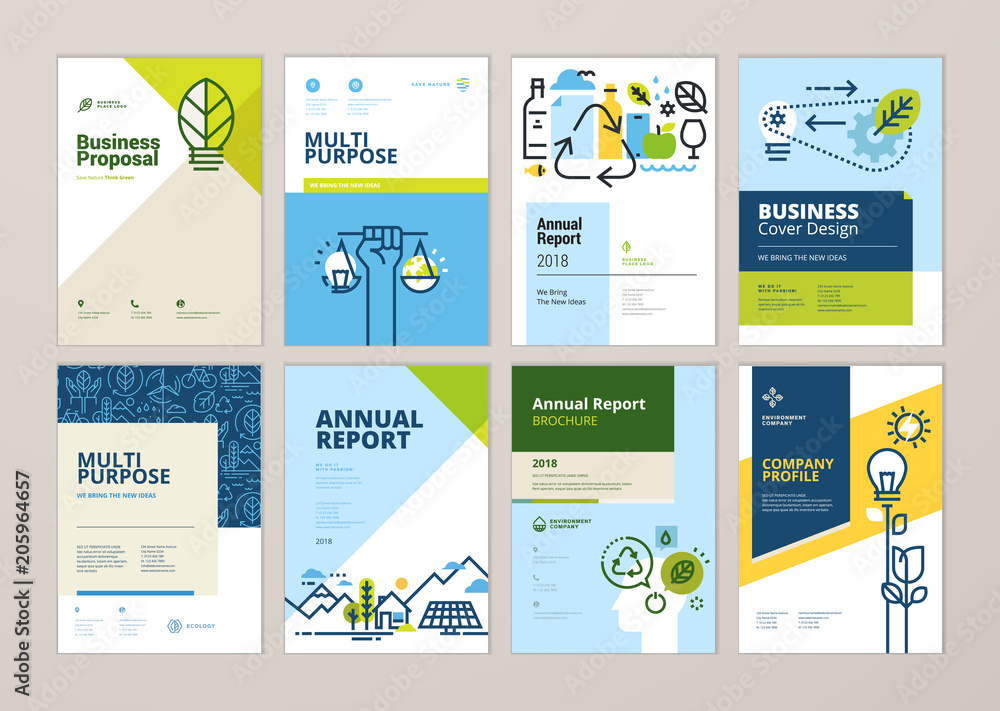 เวกเตอร์ Stock Set of brochure and annual report cover design templates ...