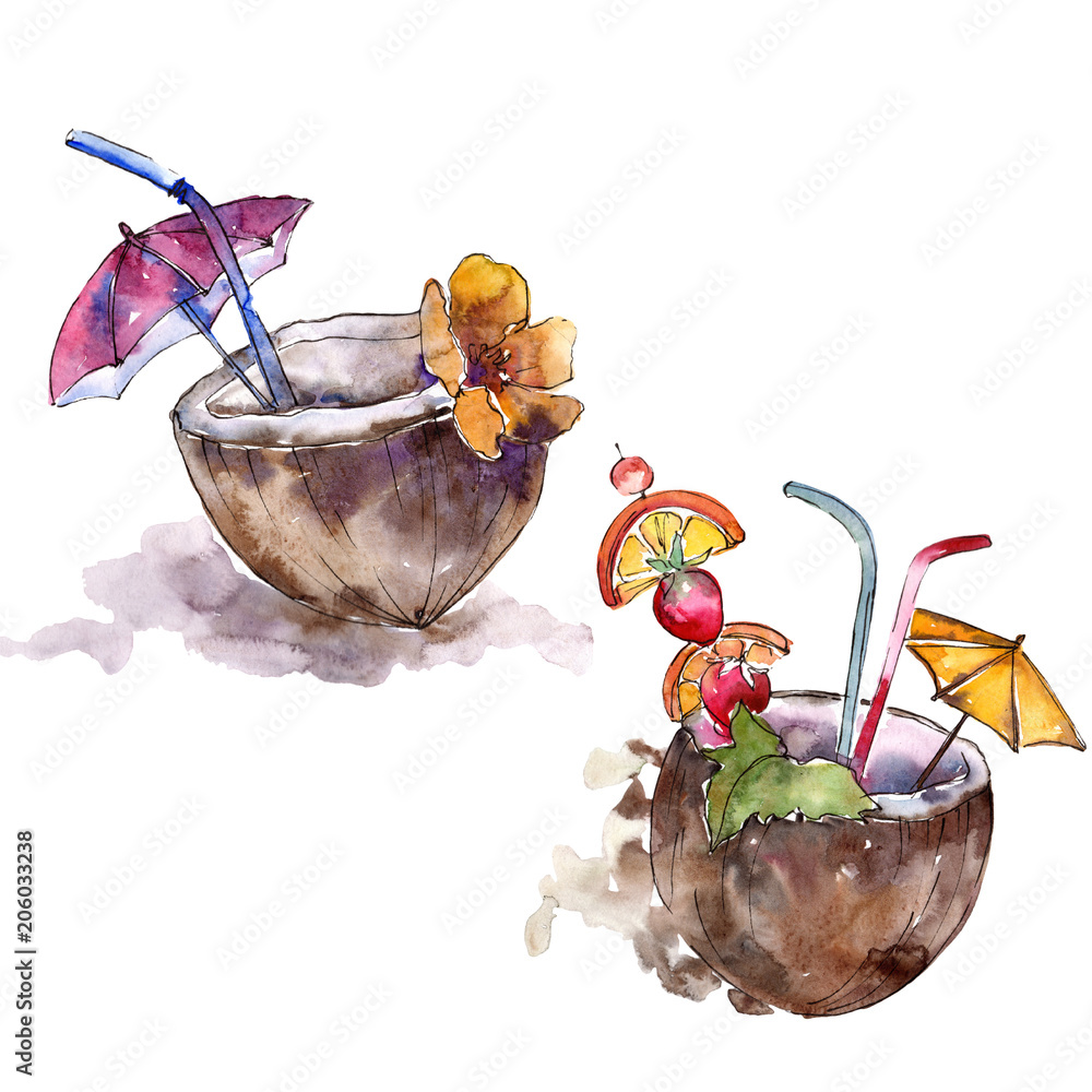 Pina colada bar party cocktail drink. Nightclub isolated icon sketch ...