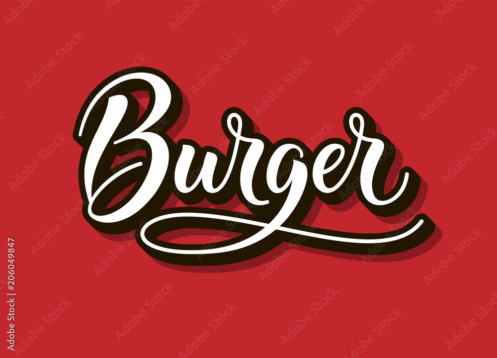 Burger logo, text and word. Calligraphy and script typography in ...
