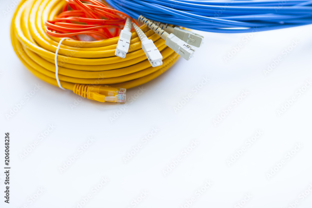 SKS and engineering concept. Set of connectors, ethernet, console ...