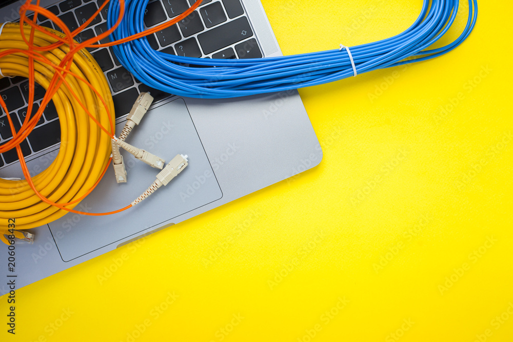 SKS and engineering concept. Set of connectors, ethernet, console ...