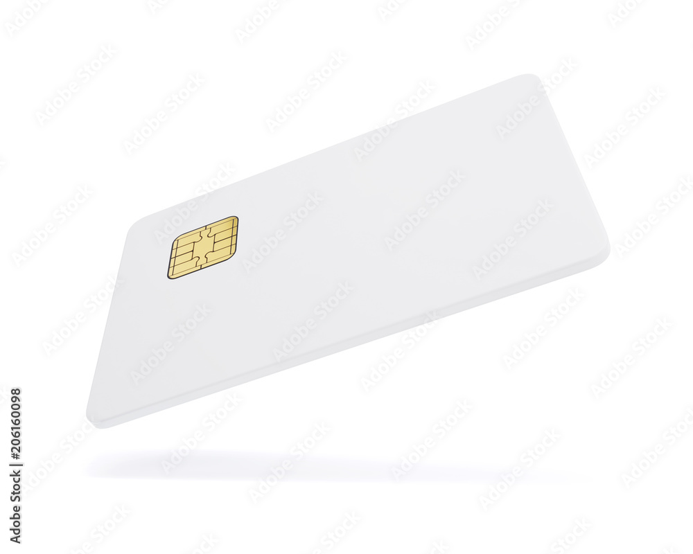 Credit card template. White plastic card isolated on white background. 3d illustration. Stock ...
