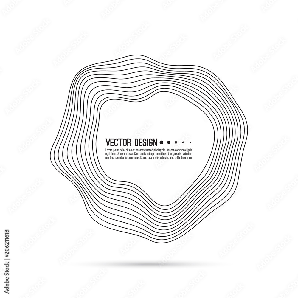 Vector of deformed circle banner. The text box with a distorted outline ...
