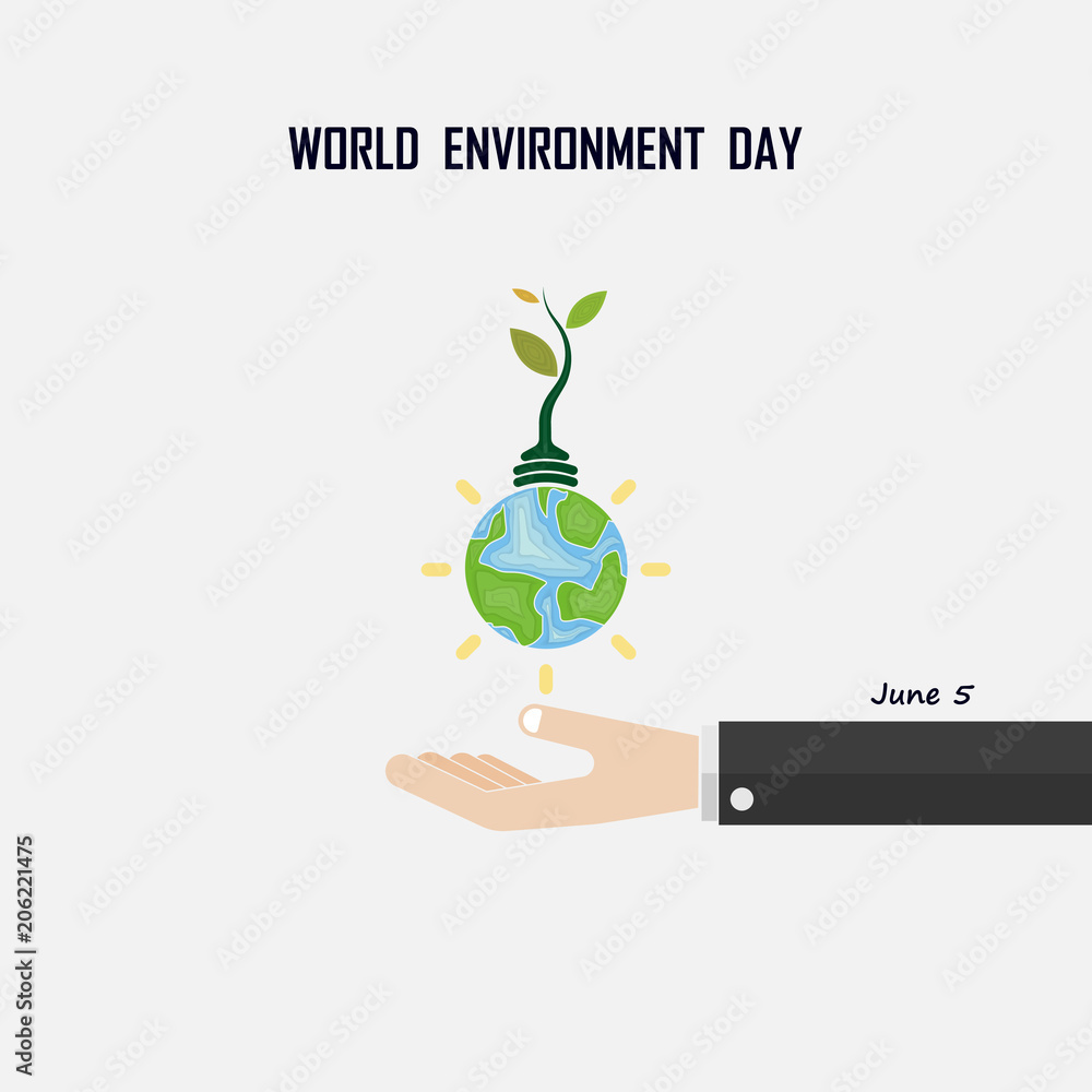 World Environment day concept vector logo design template.June 5st ...