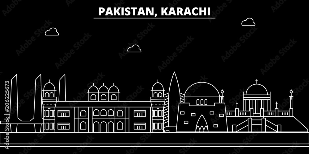 Karachi silhouette skyline. Pakistan - Karachi vector city, pakistani ...