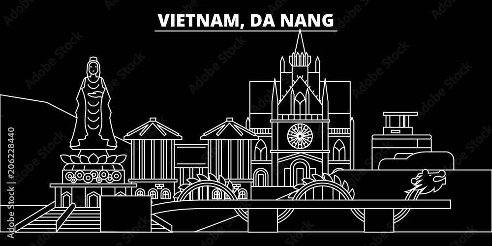 Da Nang silhouette skyline. Vietnam - Da Nang vector city, vietnamese ...