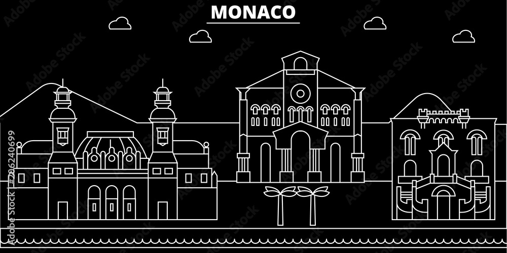 Monaco silhouette skyline, vector, city, monacan linear architecture ...
