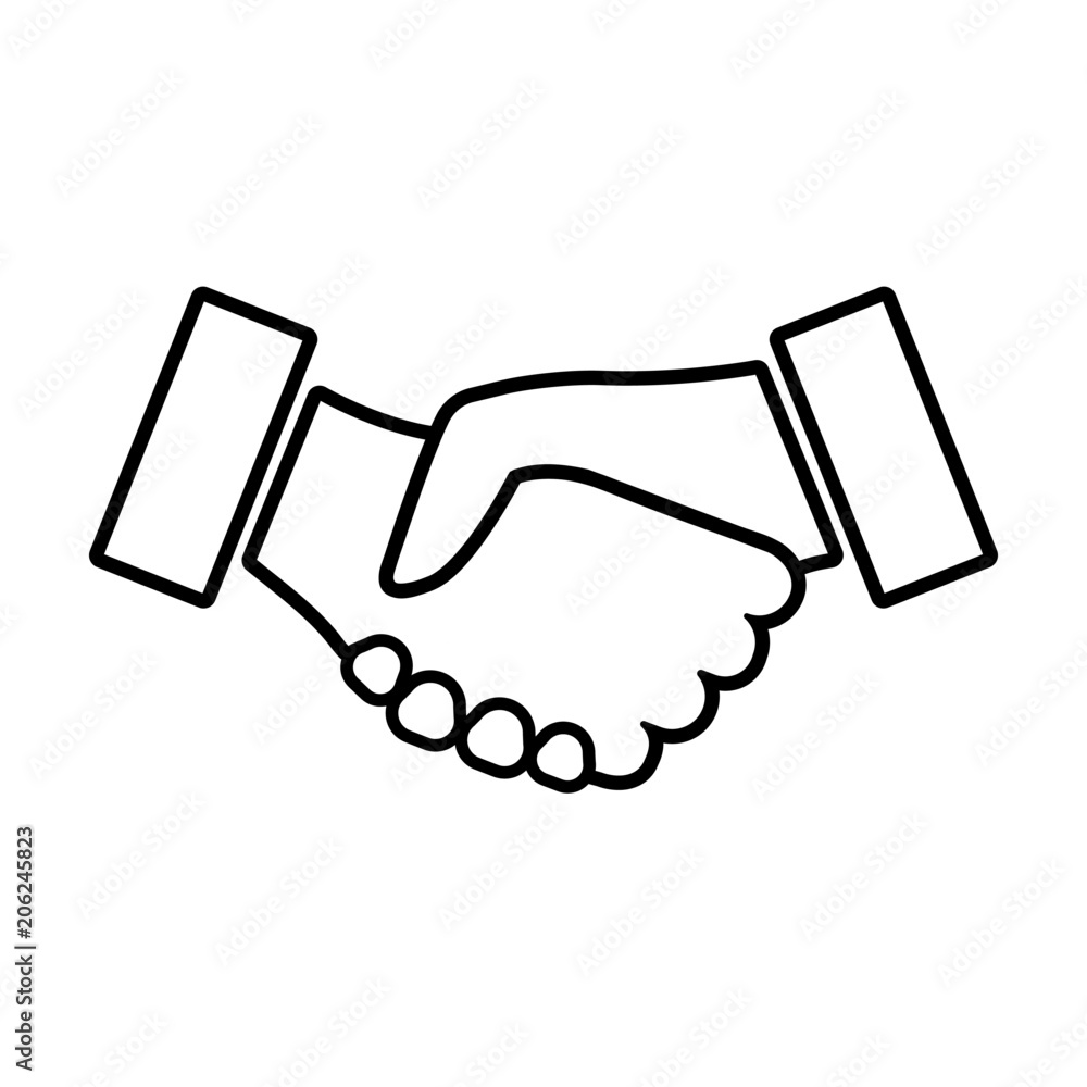 Handshake line icon. Two hands shaking in confirmation of business ...
