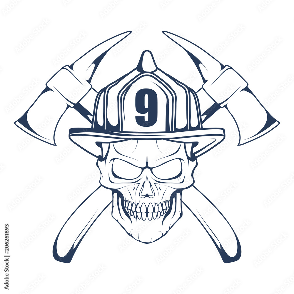 Firefighting logo. The fireman's head in a mask. Fire department label ...