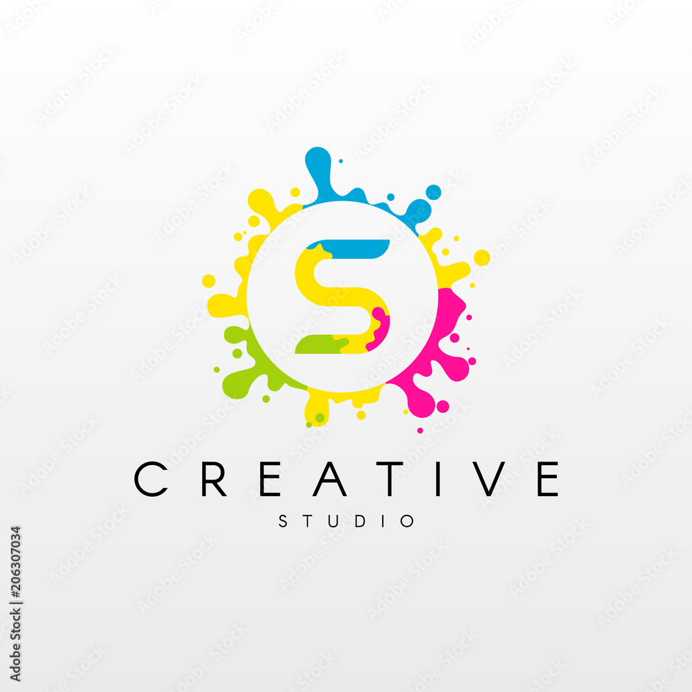 Letter S logo with colorful splash background Stock Vector | Adobe Stock