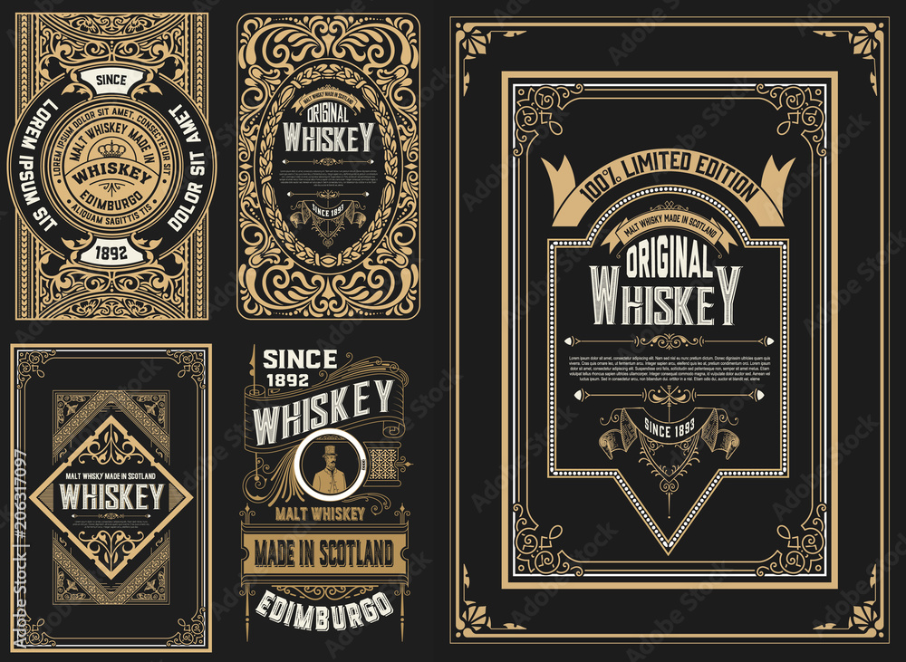 Set of 5 labels. Western style Stock Vector | Adobe Stock