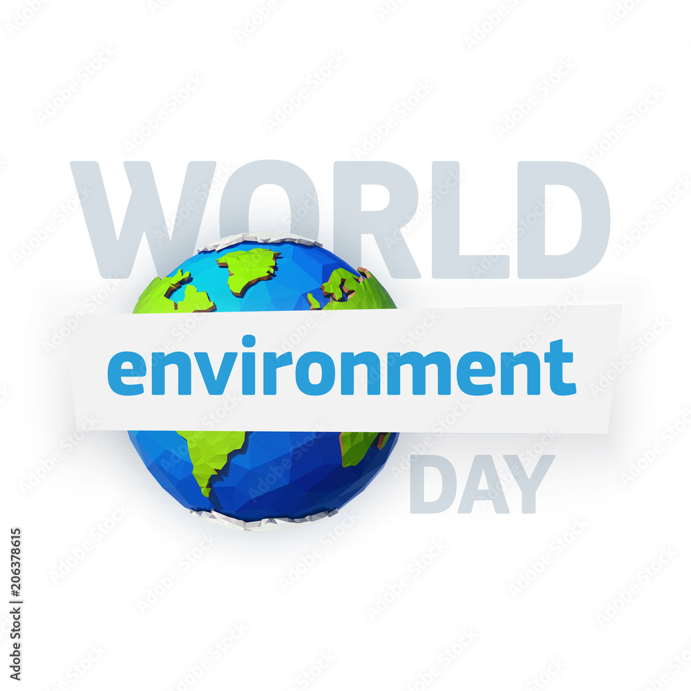 World environment day. Earth day banner. Low poly Illustration of a ...