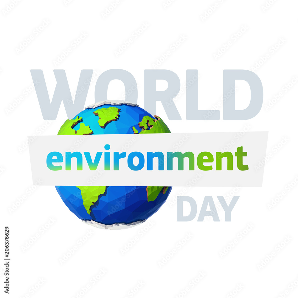 Stock-Vektorgrafik „World environment day. Earth day banner. Low poly ...