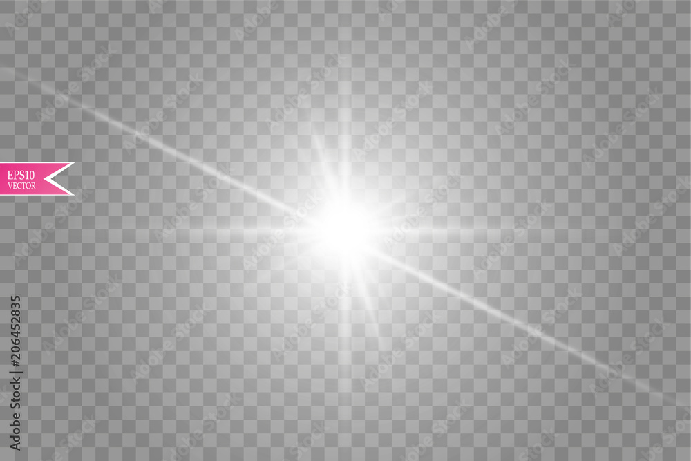 Lens flare effect isolated on transparent background. Golden glow ...