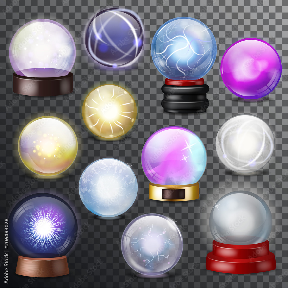 Magic Ball Vector Magical Crystal Glass Sphere And Shiny Lightning