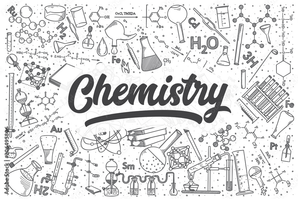 Hand drawn chemistry vector doodle set. Stock Vector | Adobe Stock