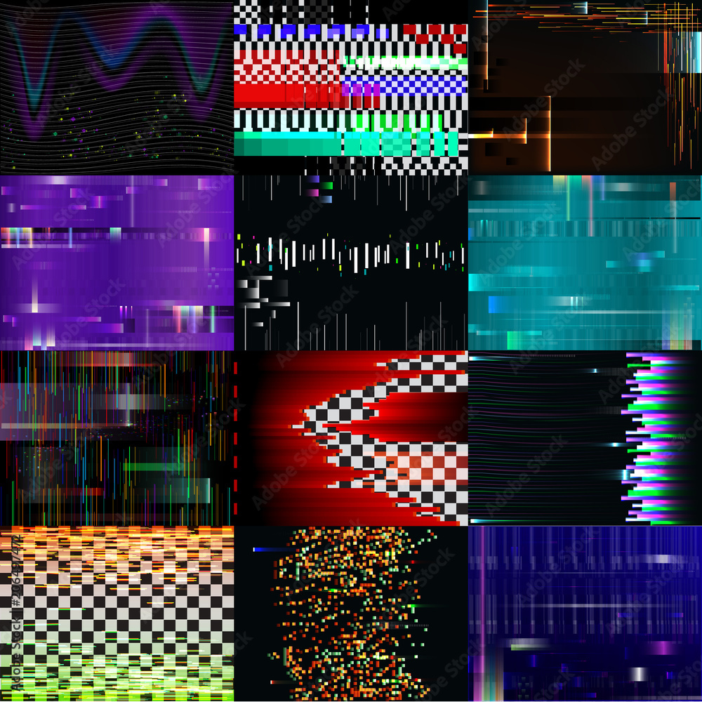 Glitch background vector glitchy noisy pixelated texture pattern tv ...