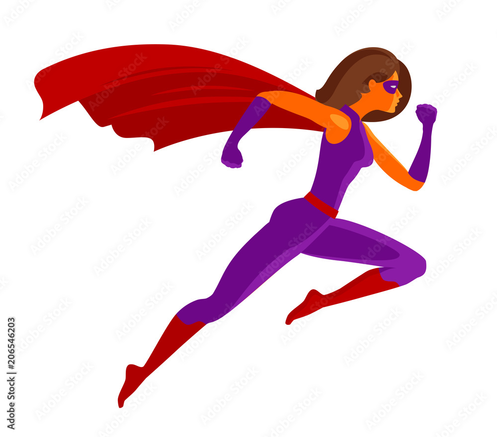 Girl super hero or Superwoman flying. Cartoon vector illustration Stock ...