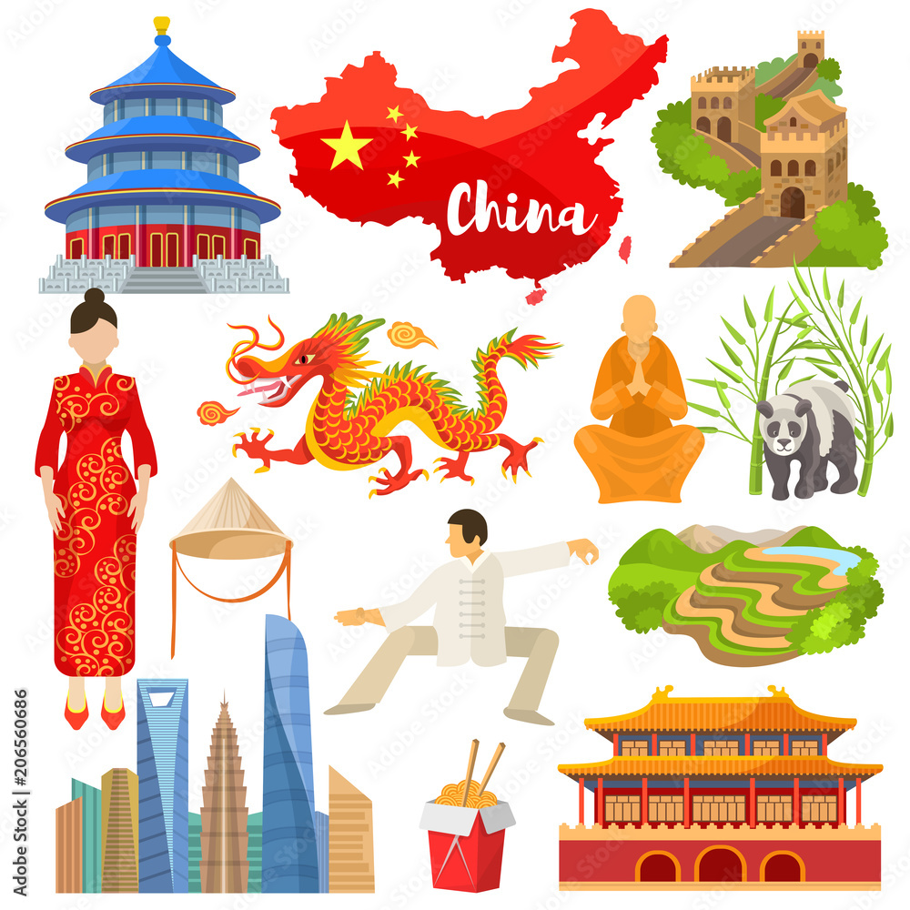 China vector chinese culture in Asia and Great Wall of China ...