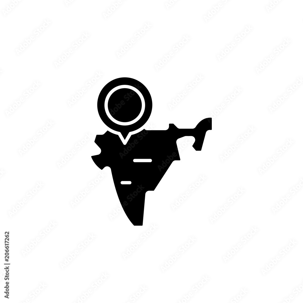 India map black icon concept. India map flat vector symbol, sign ...