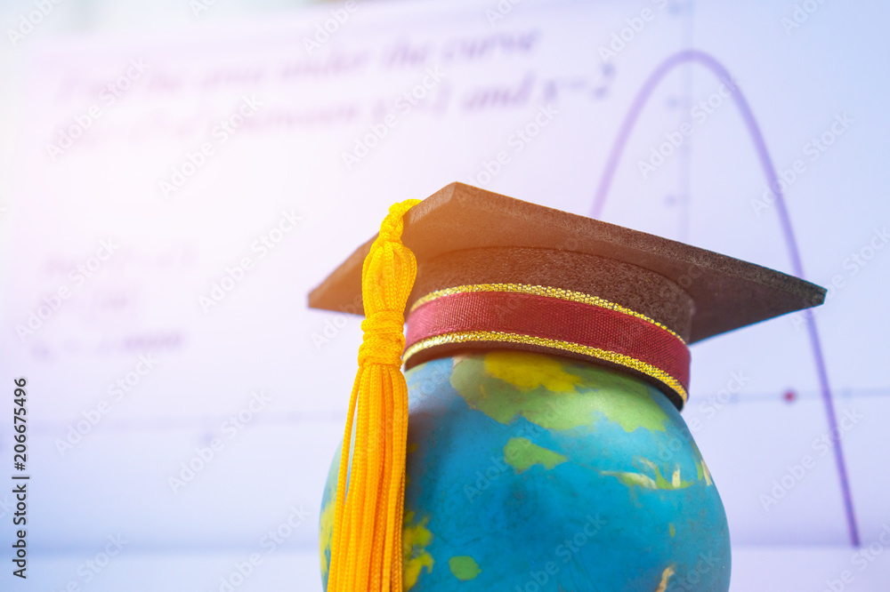 Education Graduate study international concept: Graduation cap on top ...