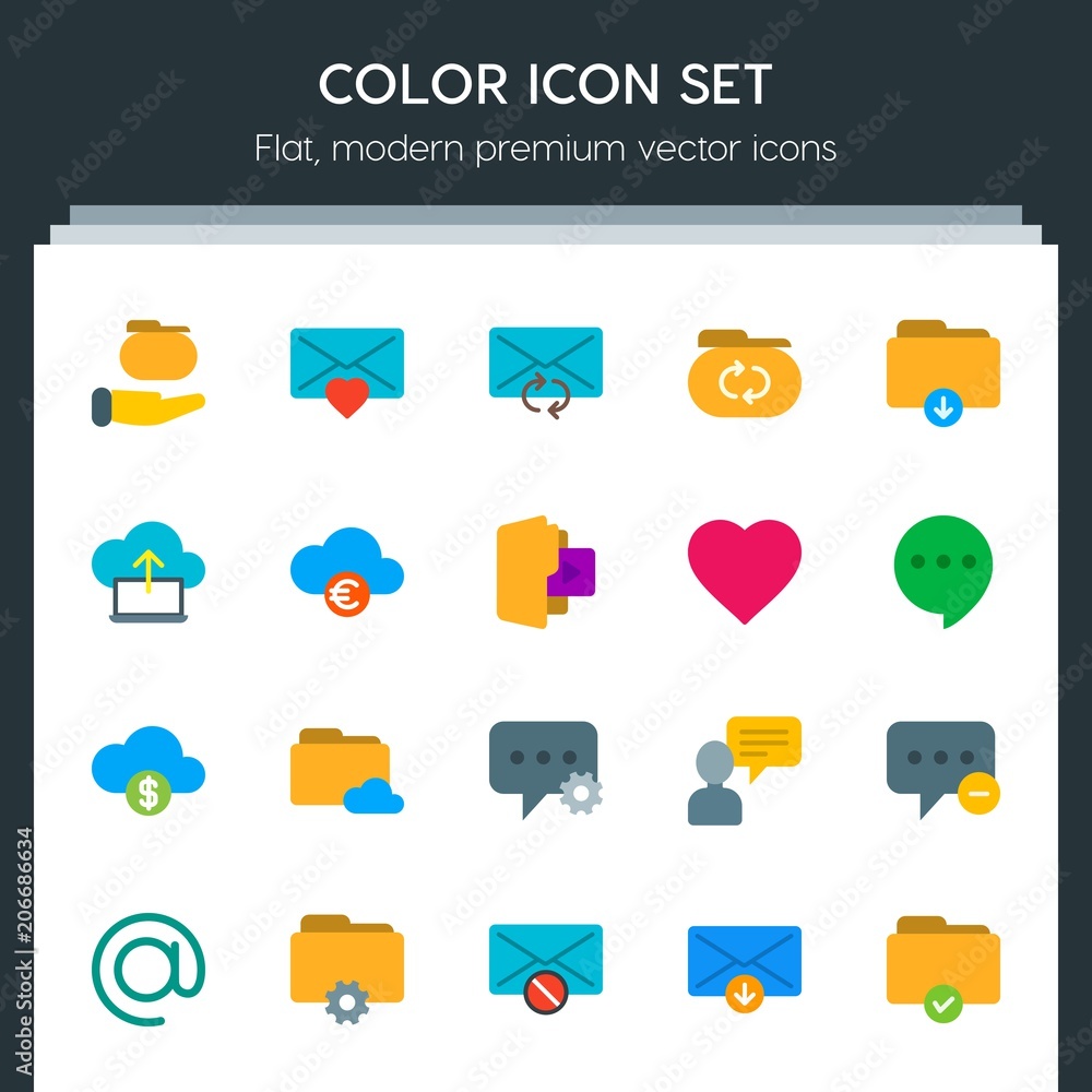 Modern Simple Set of cloud and networking, chat and messenger, folder ...