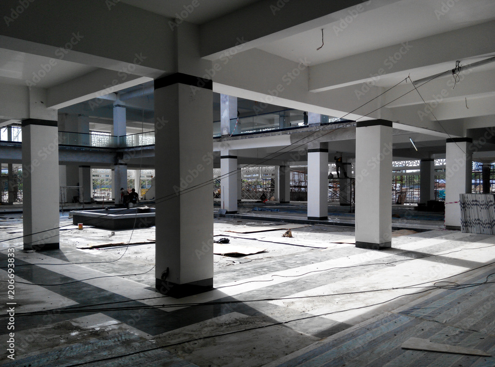 Concrete structure beam, column and slab at the construction slab ...