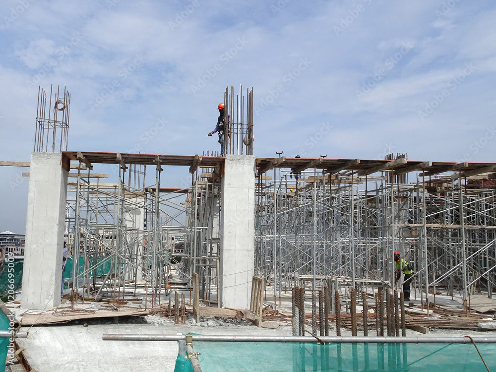 Concrete structure beam, column and slab at the construction slab ...